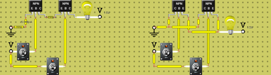 TRANSISTOR AND OR - Online Circuit Simulator | DCACLab