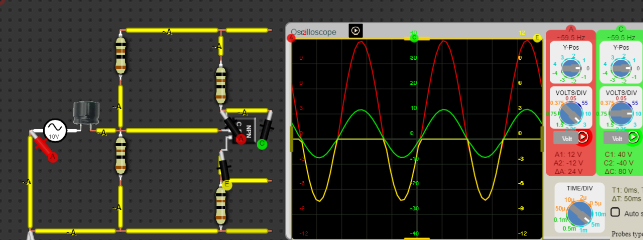 Phase Splitter using an NPN Transistor - Online Circuit | DCACLab