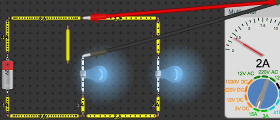 Parallel Lamp 1 Current - Online Circuit Simulator | DCACLab